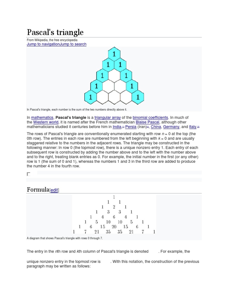 Pascal's Triangle for Math Enthusiasts | PDF | Algebra | Mathematical ...