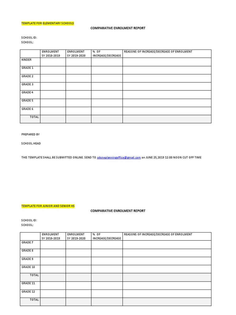Comparative Enrolment Report | PDF