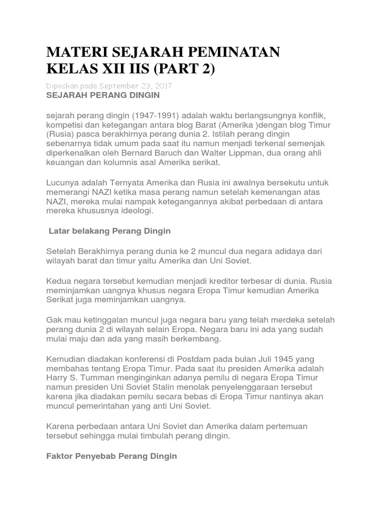 Materi Sejarah Peminatan Kelas Xii Iis | PDF