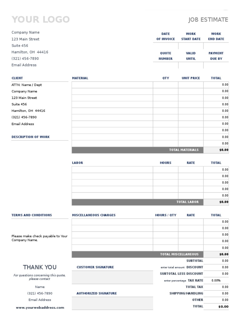 Your Logo: Job Estimate | PDF | Business | Economies