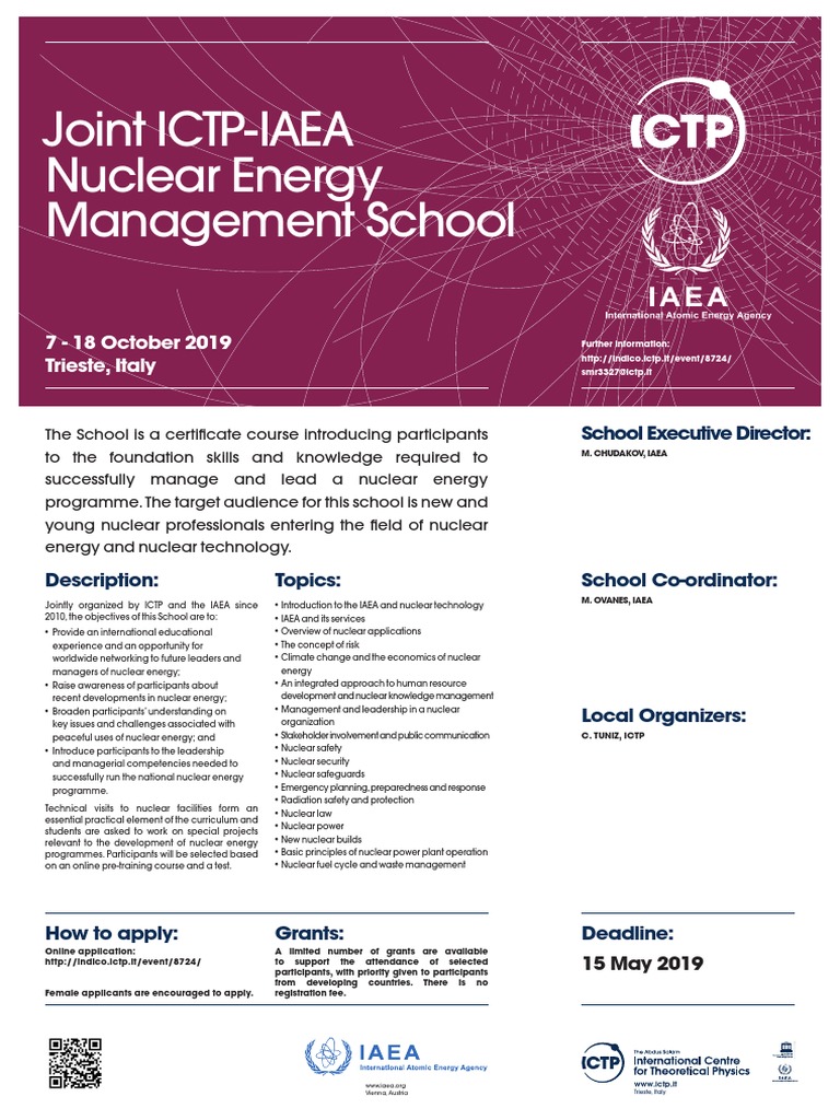 Joint ICTP-IAEA Nuclear Energy Management School: 7 - 18 October 2019 ...