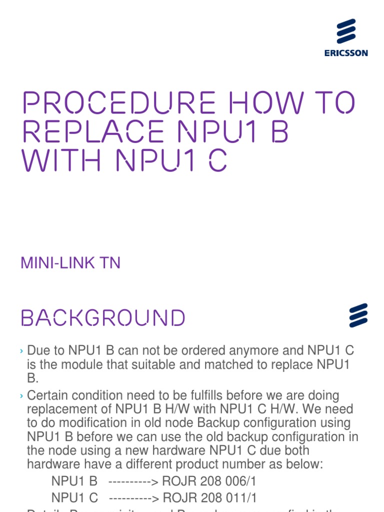 Replacing NPU1 B with NPU1 C: A Step-by-Step Procedure for Hardware ...