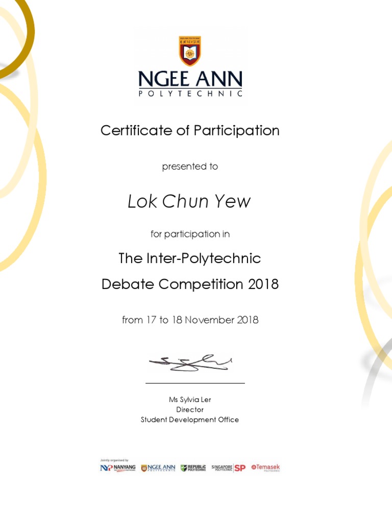E-Certificate For Inter-Polytechnic Debate Competition 2018 LCY PDF | PDF | Art