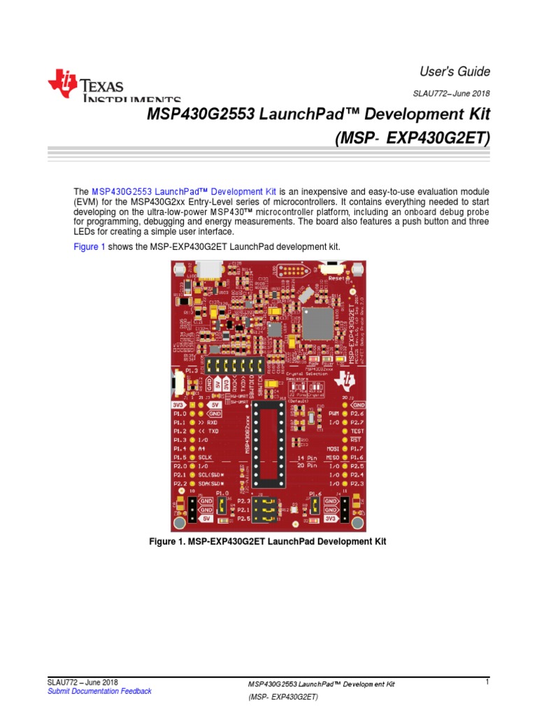 Msp430G2553 Launchpad™ Development Kit (MSP Exp430G2Et) : User'S Guide | PDF | Microcontroller ...