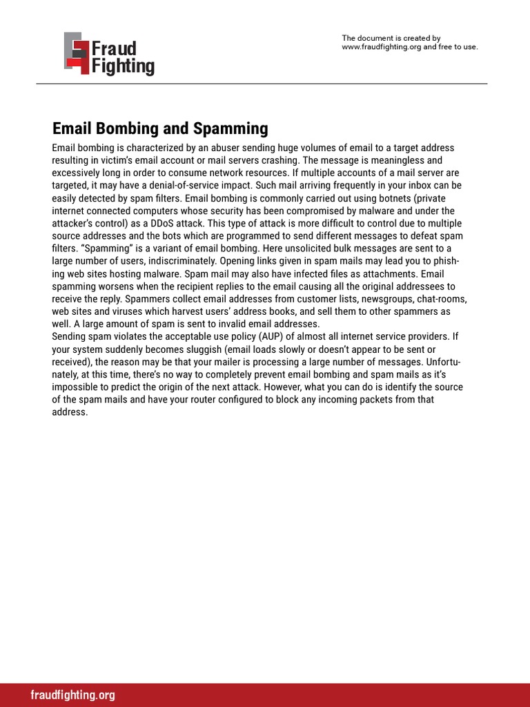Email Bombing and Spamming | PDF
