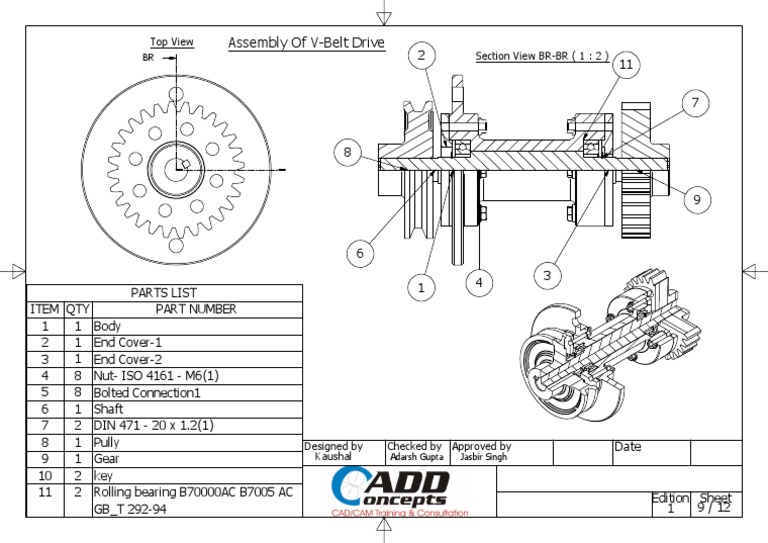 V-Belt Drive Assembly Diagram | PDF | Technology & Engineering