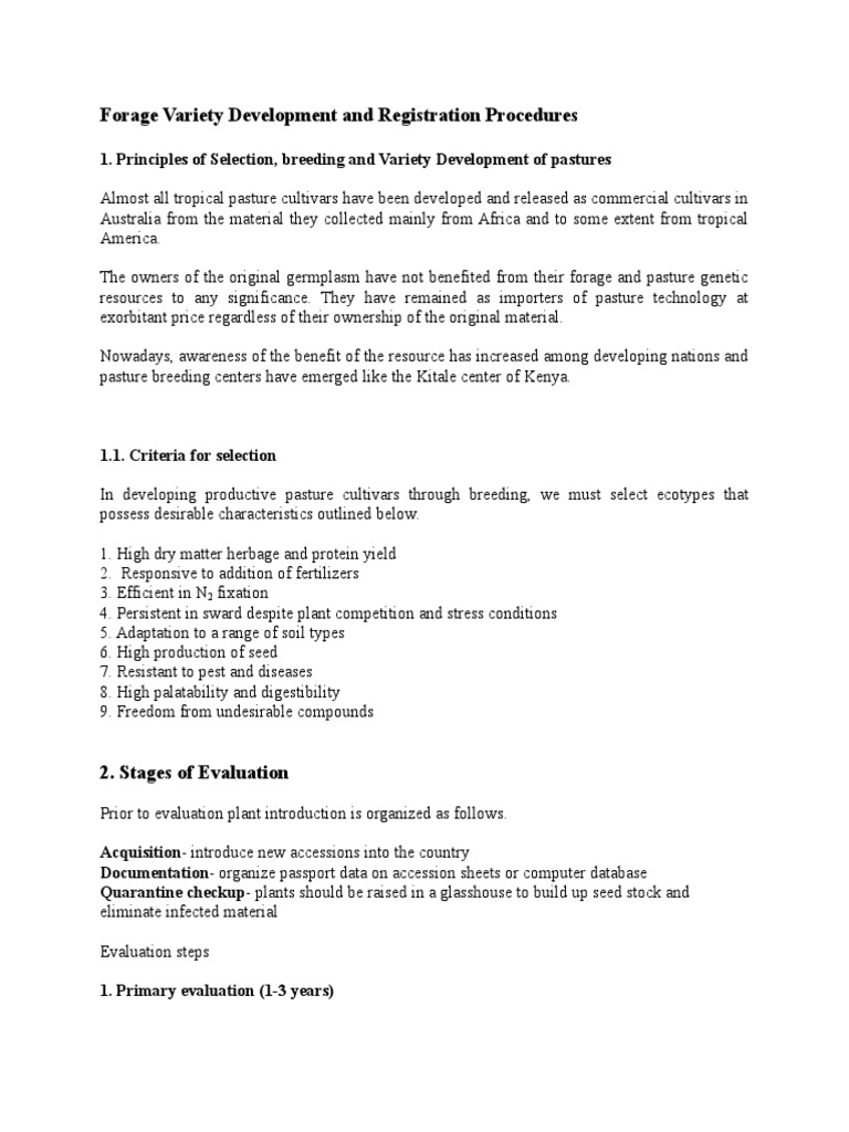Forage Variety Development Procedures | PDF | Plant Breeding | Cultivar