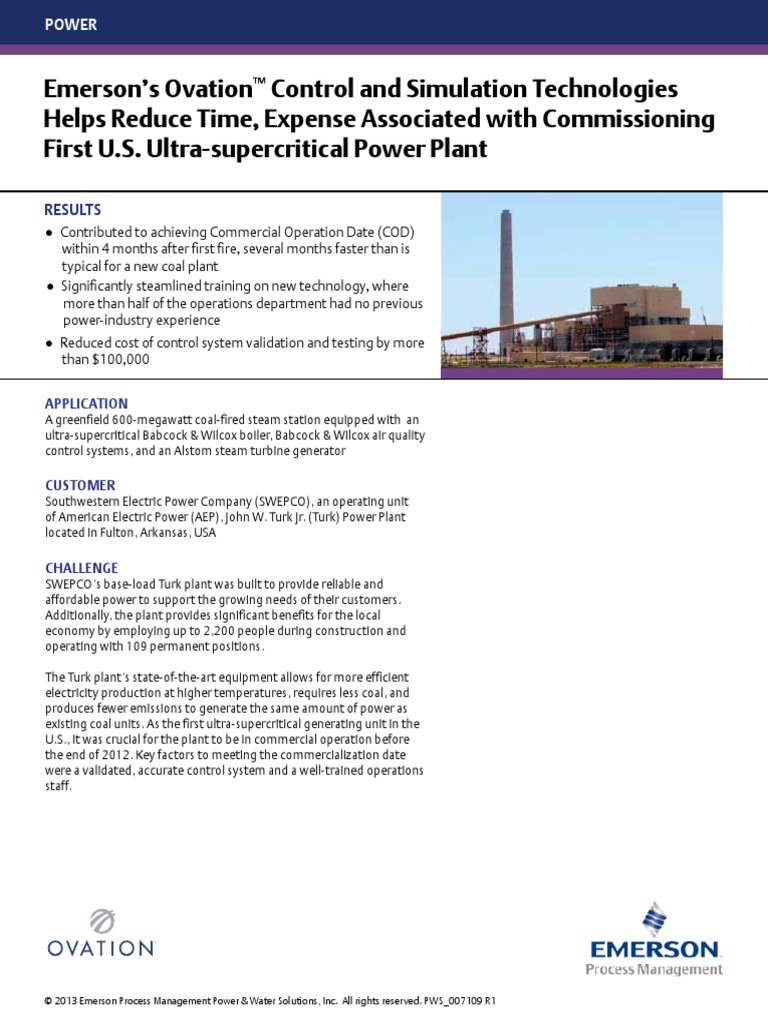 Emerson's Ovation Control and Simulation Technologies Helps Reduce Time, Expense Associated With ...