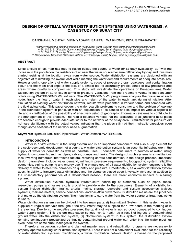 Design of Optimal Water Distribution Systems Using PDF | PDF | Water ...