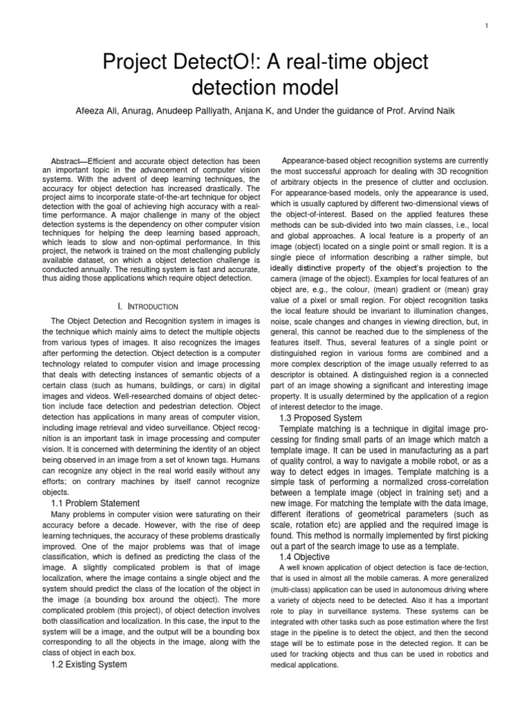 Project Detecto!: A Real-Time Object Detection Model | PDF | Computer ...