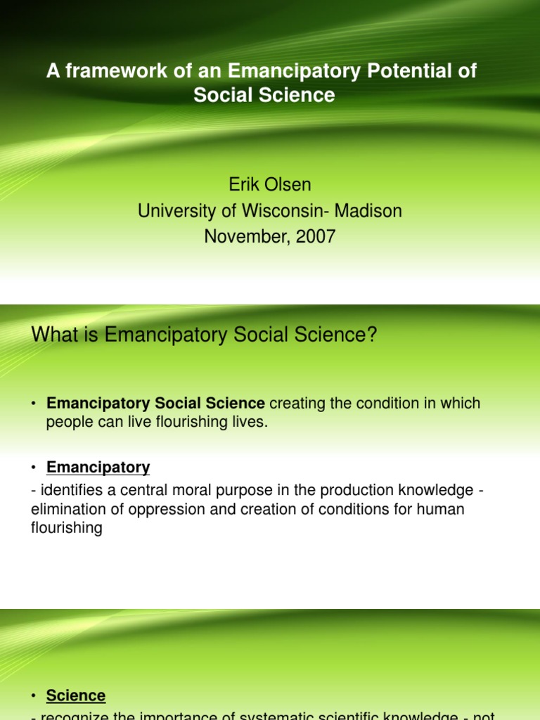 A Framework of An Emancipatory Potential of Social Science: Erik Olsen ...