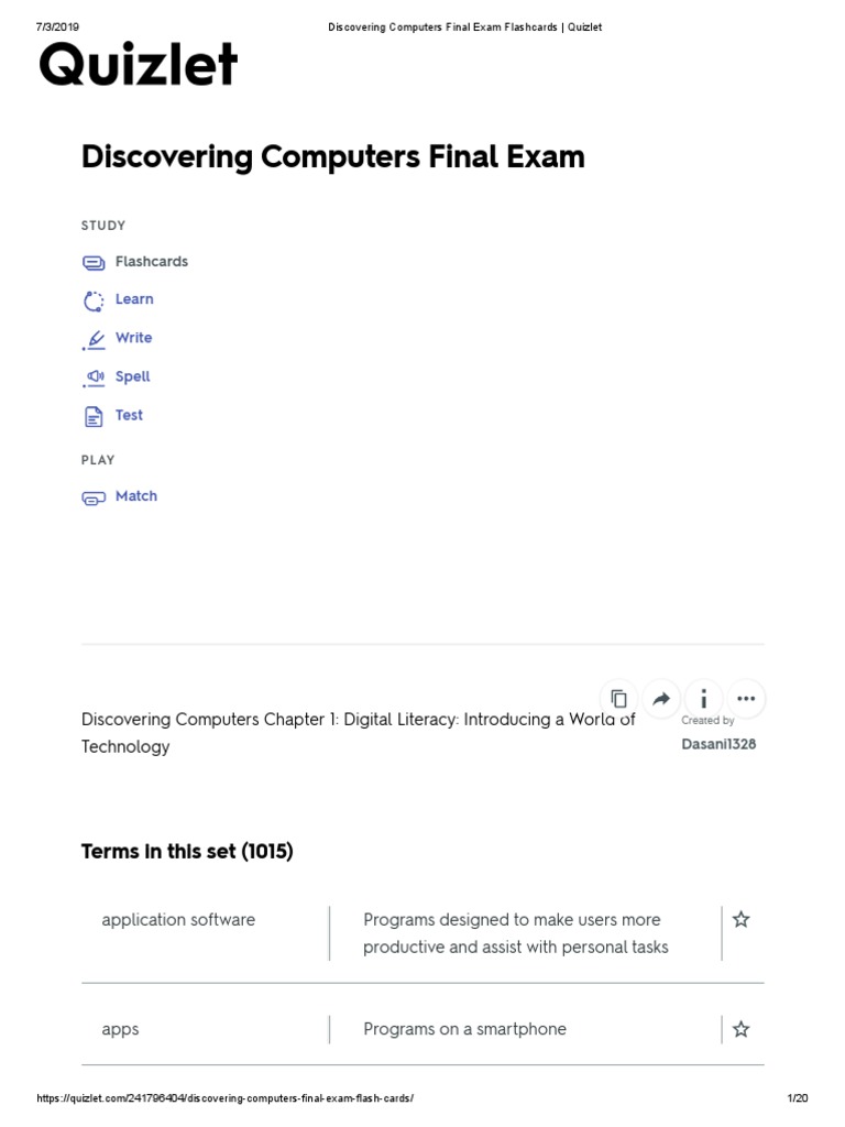 Discovering Computers Final Exam Flashcards Quizlet Pdf Computer Keyboard Computer Monitor