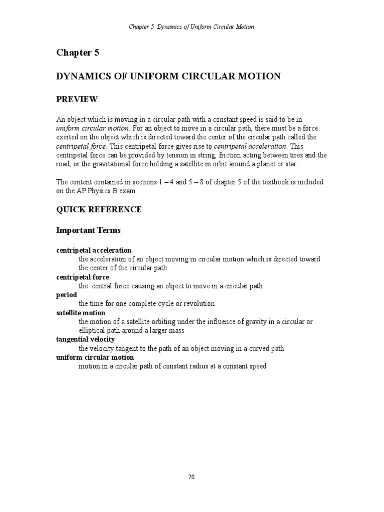 Dynamics of Uniform Circular Motion: Preview | PDF | Orbit | Acceleration