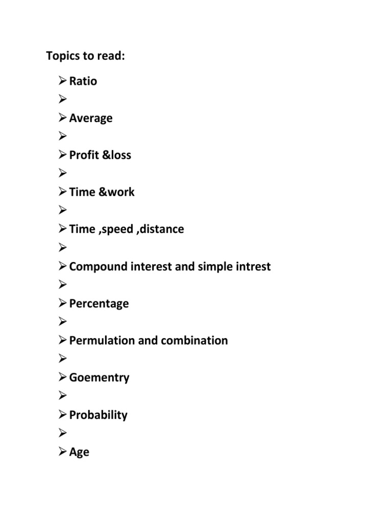 Topics To Read | PDF