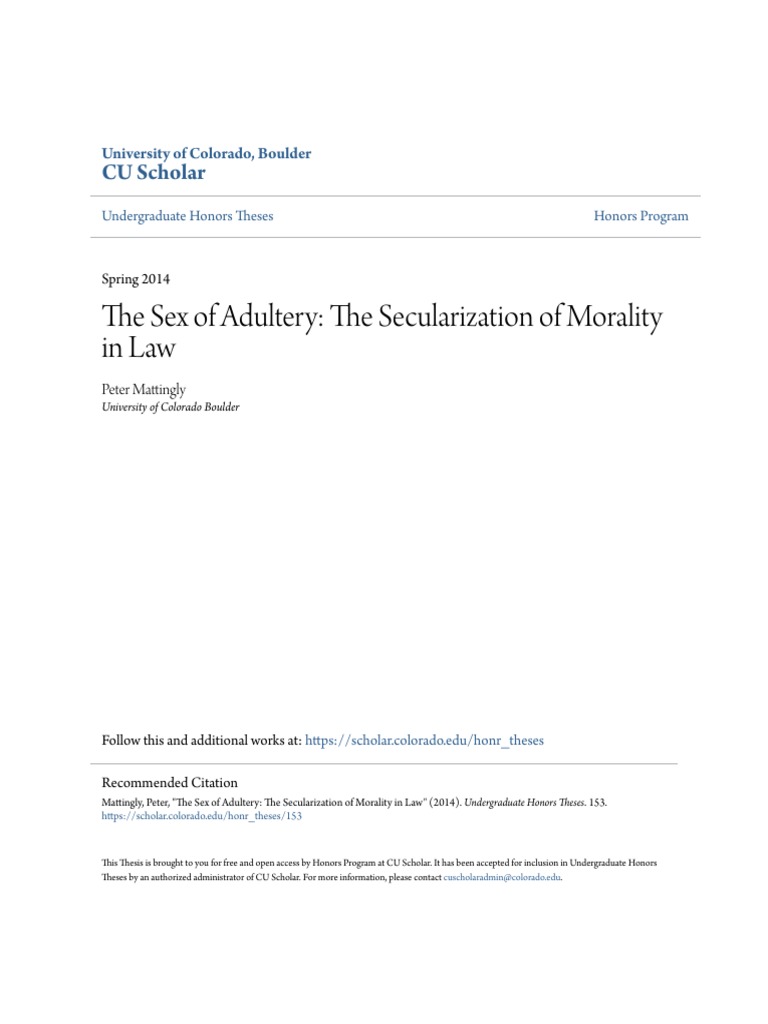 The Sex of Adultery The Secularization of Morality in Law | PDF ...
