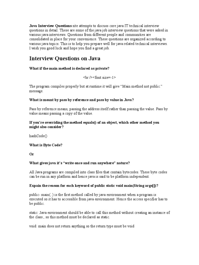 Java Interview Pdf Class Computer Programming Method Computer Programming 