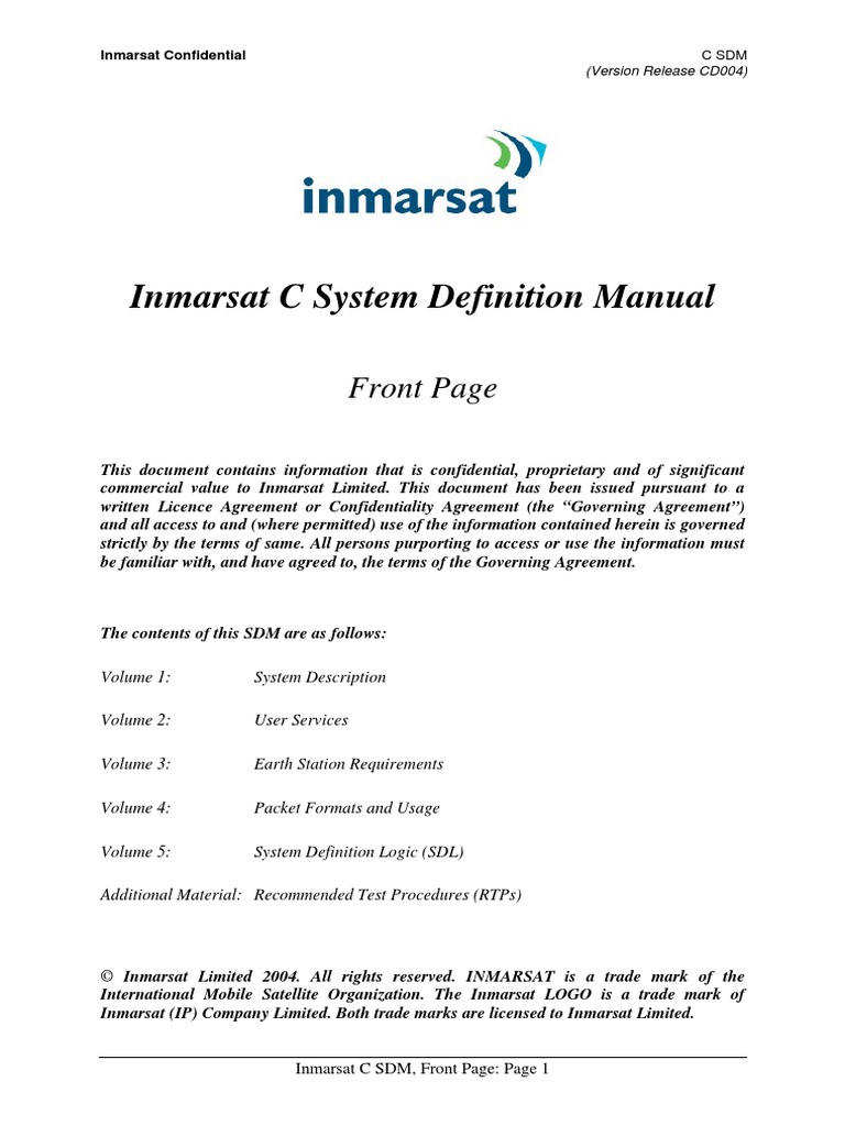 Inmarsat C System Definition Manual - CD004 PDF | PDF | Computer ...