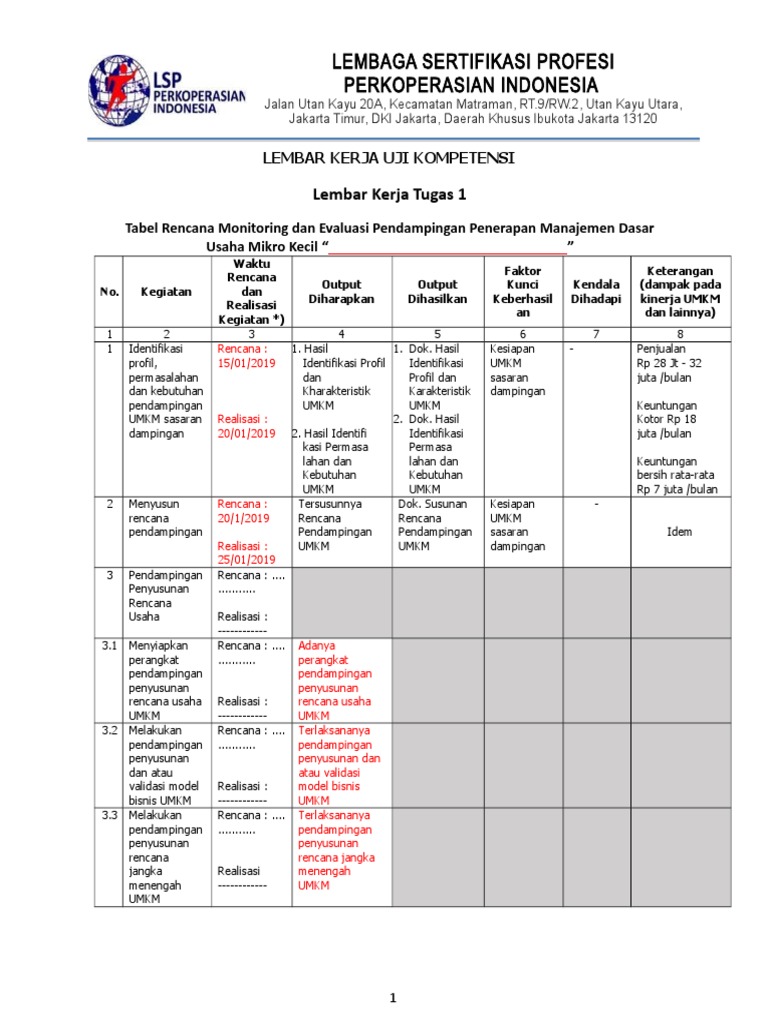 5-6-8 Contoh Isian Lembar Kerja Uji Kompetensi UK.5-6-8 | PDF