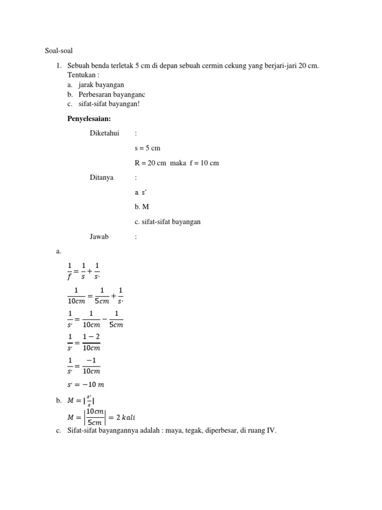 Soal Optika Geometri | PDF