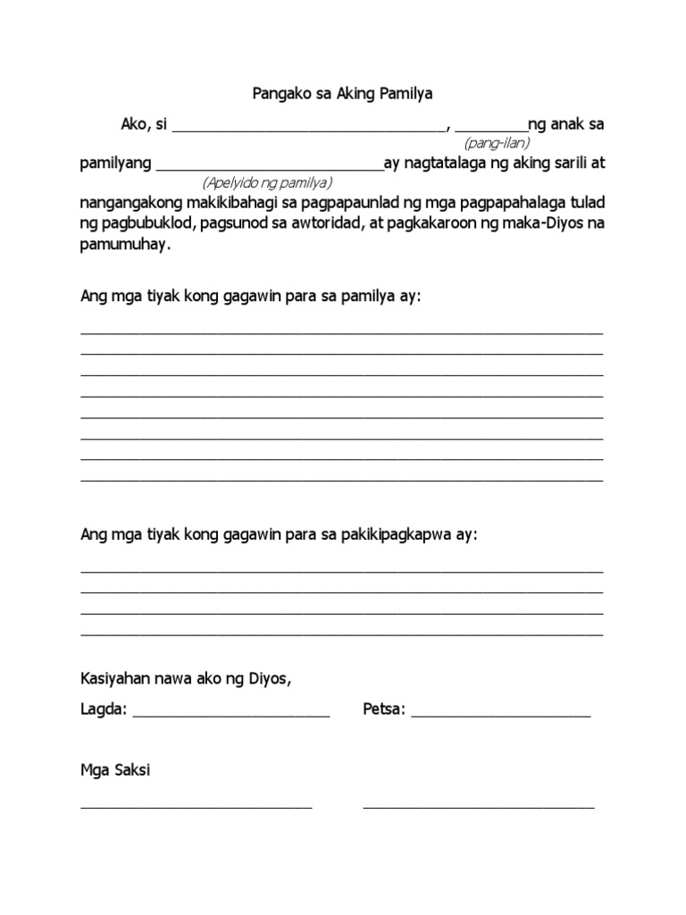 Pangako Sa Aking Pamilya | PDF