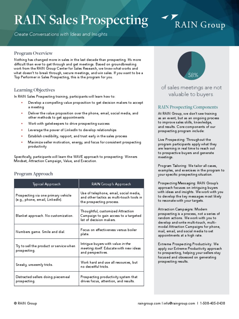 RAIN Sales Prospecting Overview PDF | PDF | Sales | Social Media