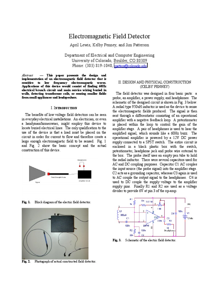 EM Field Detector | PDF | Amplifier | Operational Amplifier