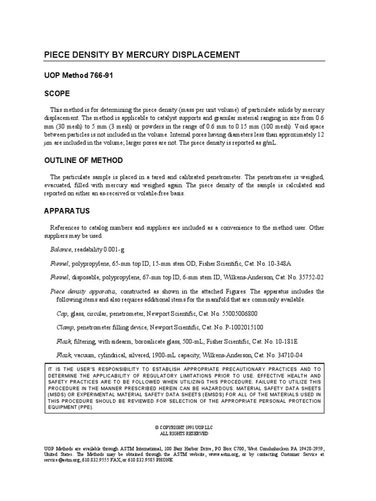 Piece Density by Mercury Displacement | PDF | Vacuum | Density