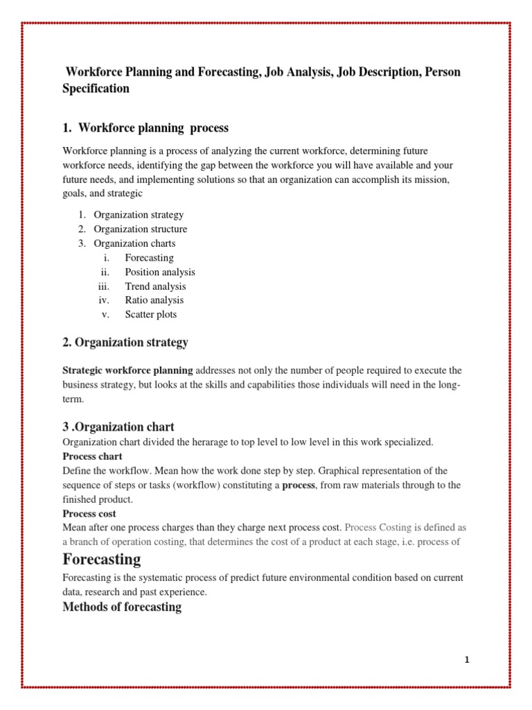 Workforce Planning and Forecasting, Job Analysis, Job Description ...
