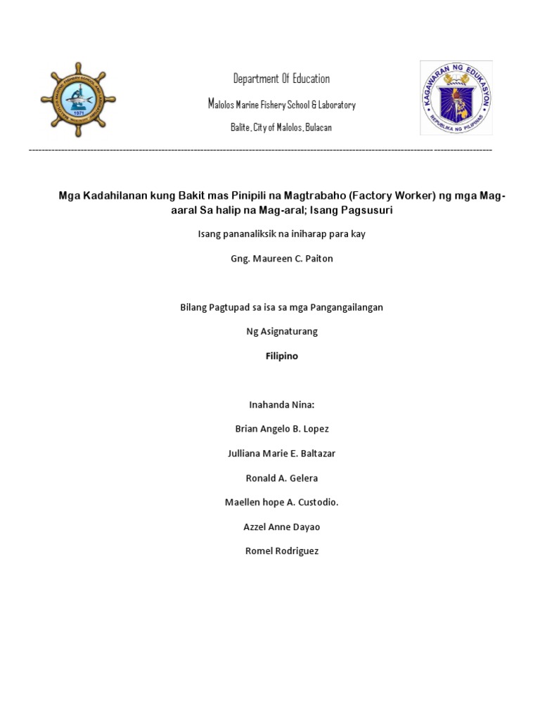 Thesis Titles in Filipino 2 | PDF