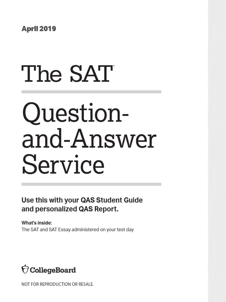 2019 SAT Released Test Booklet Final PDF | PDF | Sat | Tests
