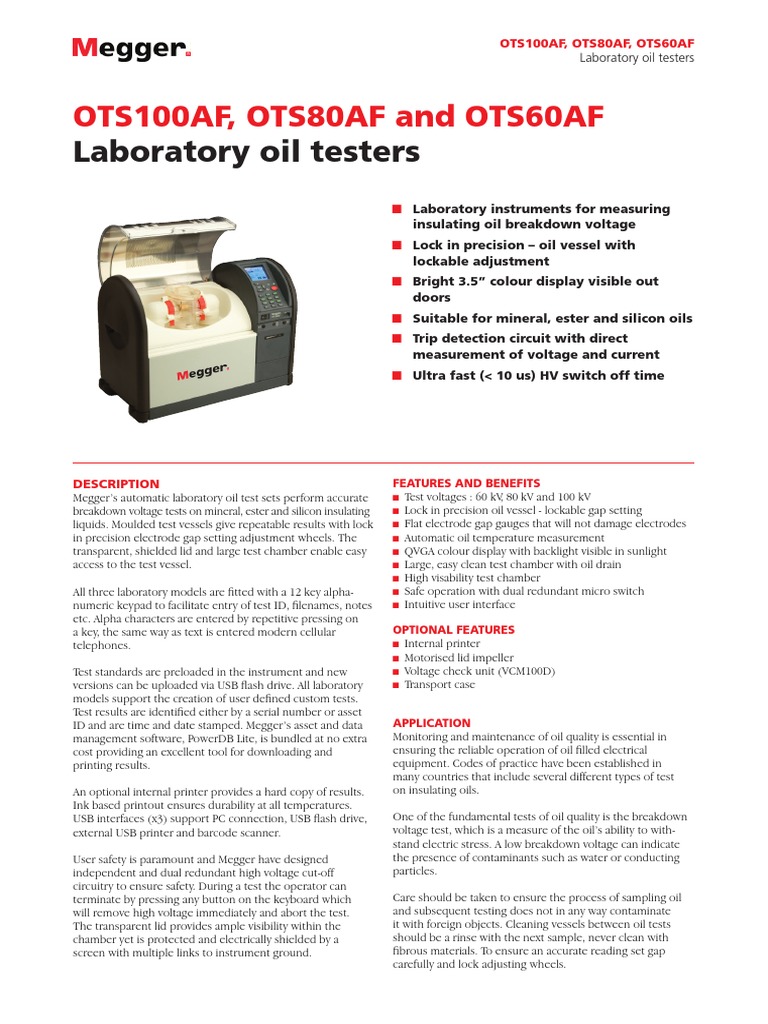 Laboratory Oil Testers: Ots100Af, Ots80Af and Ots60Af | PDF | Usb ...