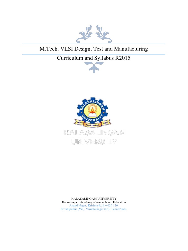 M.Tech. VLSI Design, Test and Manufacturing Curriculum and Syllabus ...