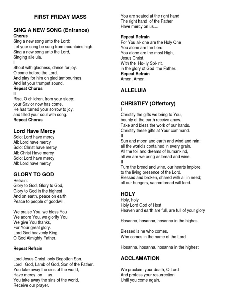 A Celebration of Faith: A First Friday Mass Liturgy | PDF | God The ...
