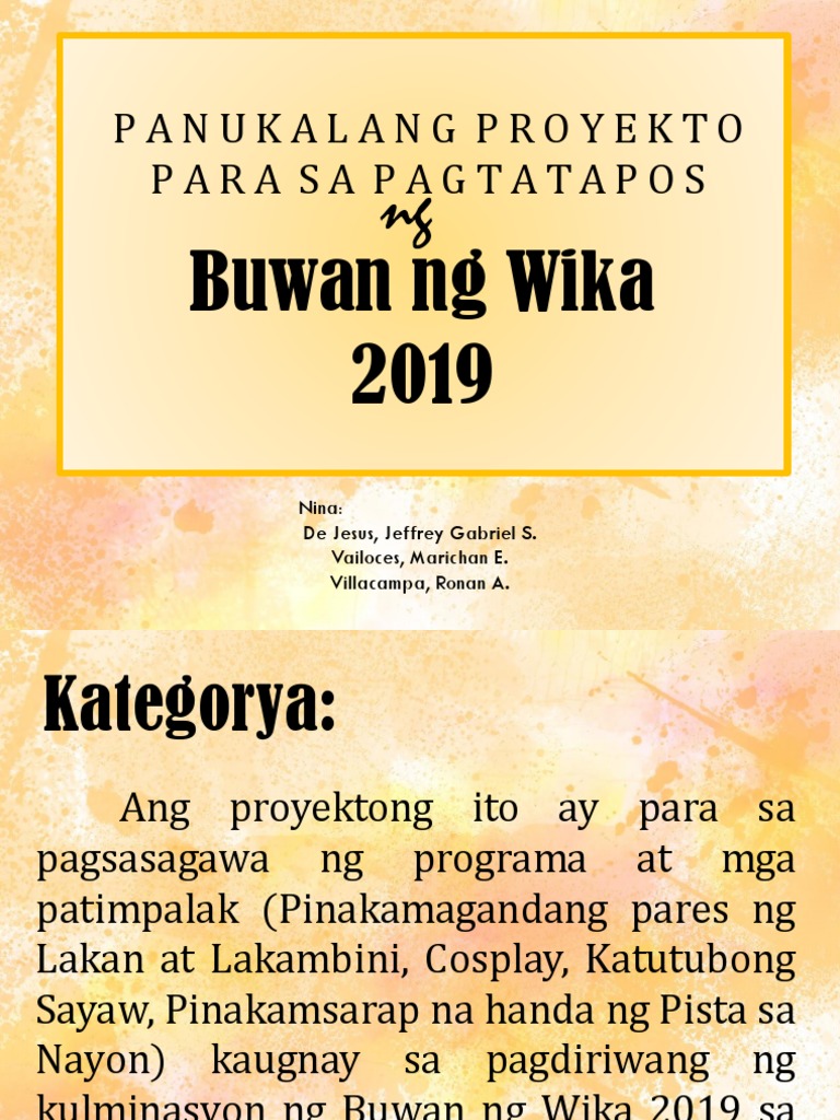 Halimbawa ng Panukalang Proyekto Halimbawa ng Panukalang Proyekto