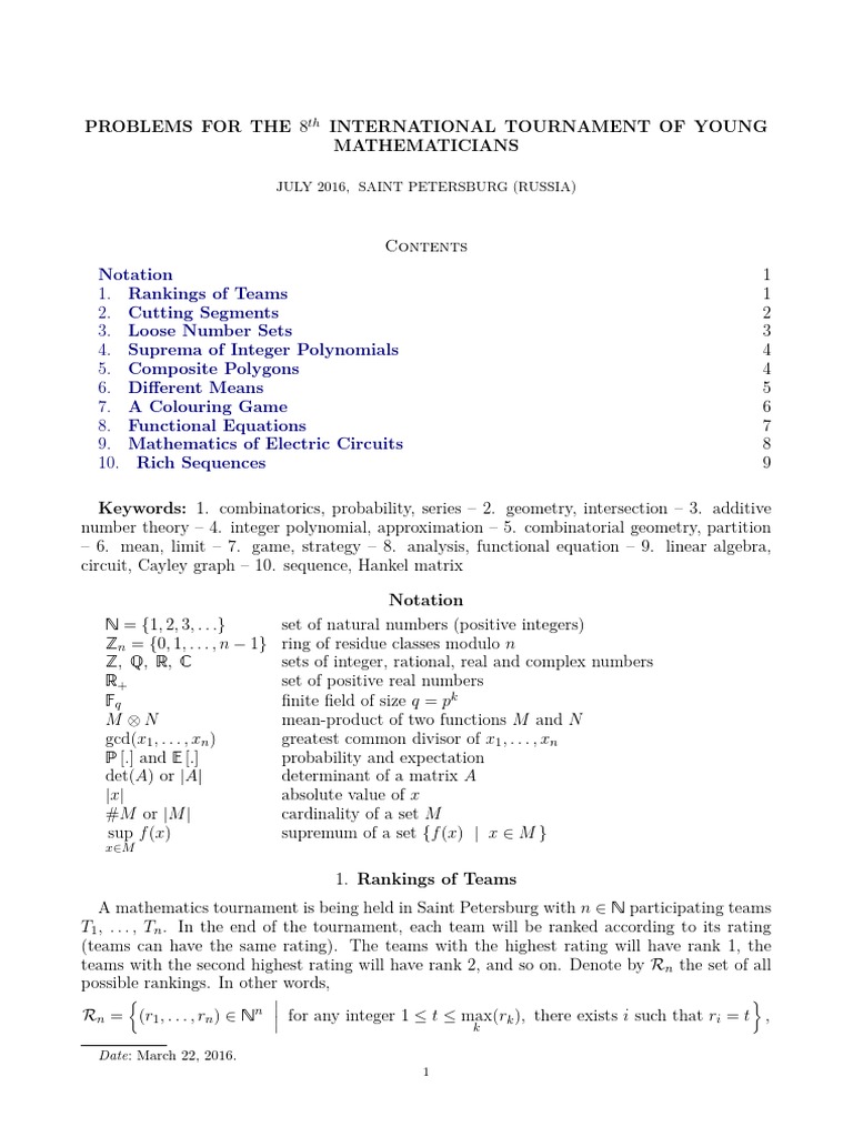 Problems ITYM 2016 | PDF | Rectangle | Mathematical Concepts
