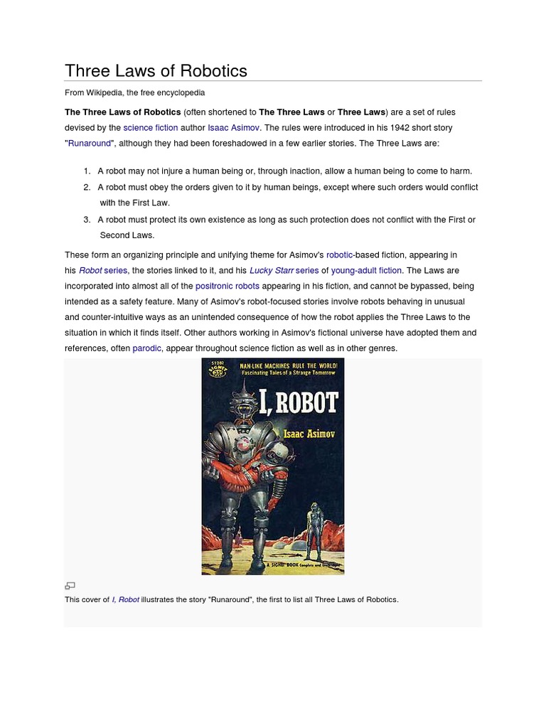 Three Laws of Robotics | PDF | Emerging Technologies | Artificial ...