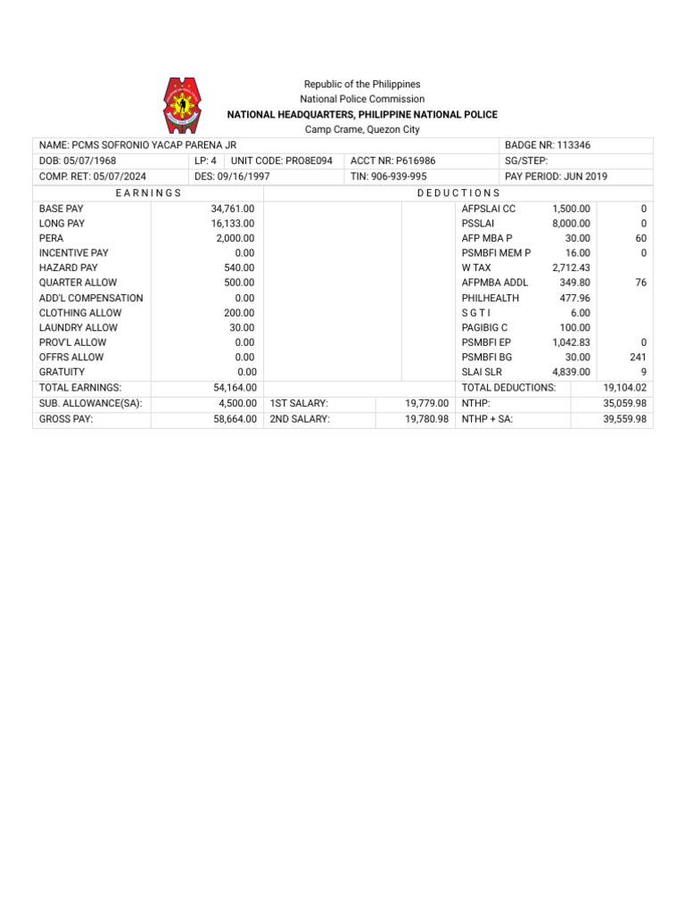 PNP Payslip Portal - Print PDF | PDF | Law Enforcement | Crime & Violence