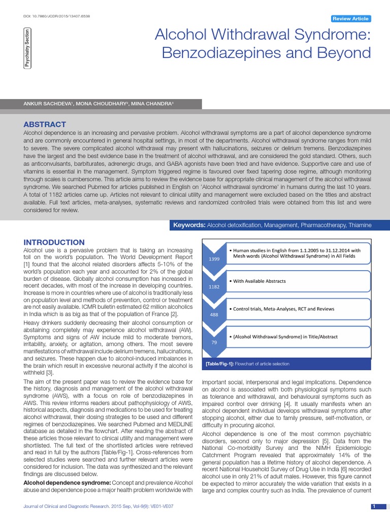 Alcohol Withdrawal Syndrome: Benzodiazepines and Beyond: Abst T | PDF | Benzodiazepine | Alcoholism