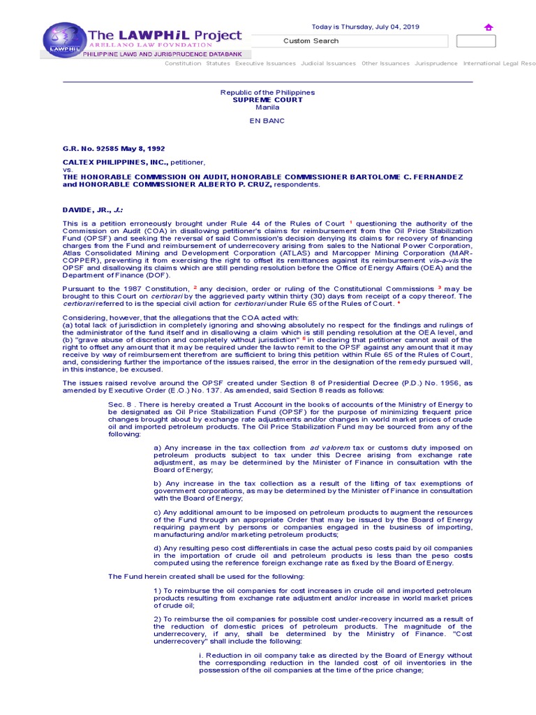 Caltex vs. COA | PDF | Refinancing | Taxes