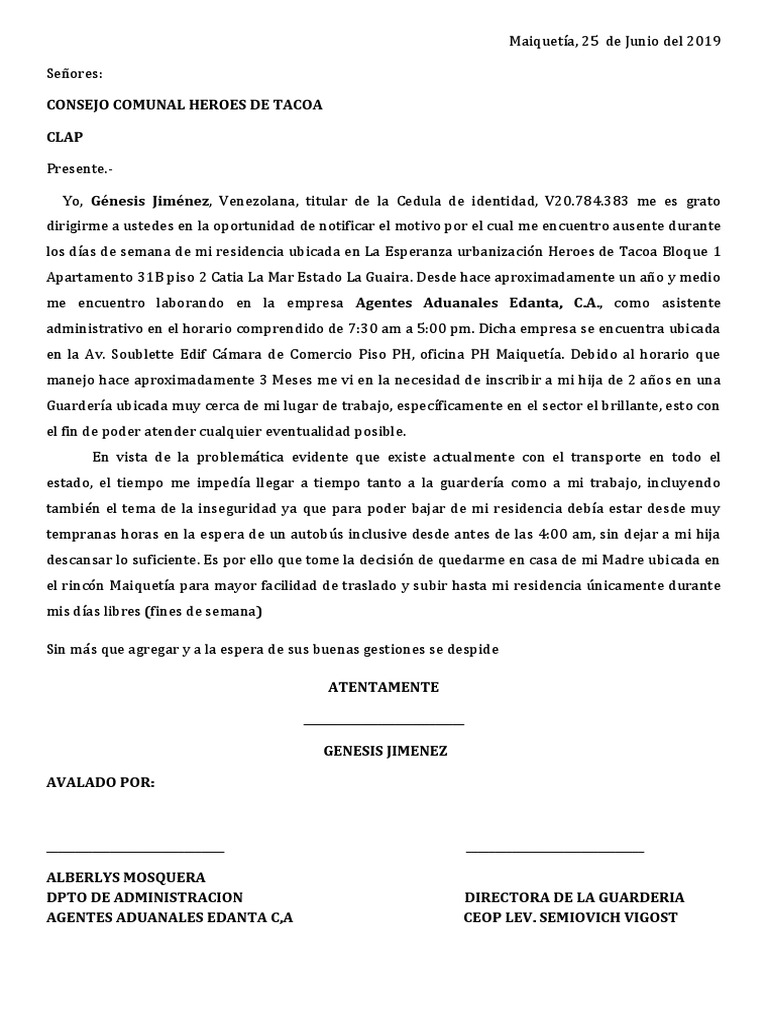 Carta Consejo Comunal | PDF