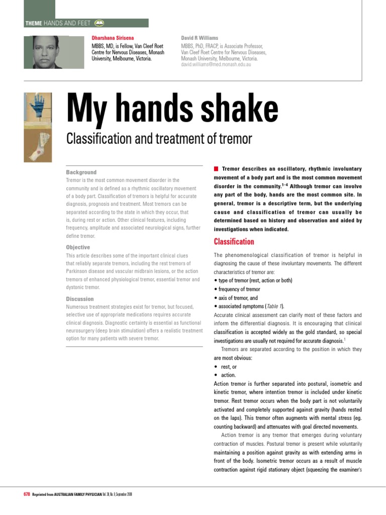 My Hands Shake: Classification and Treatment of Tremor | PDF | Dystonia ...