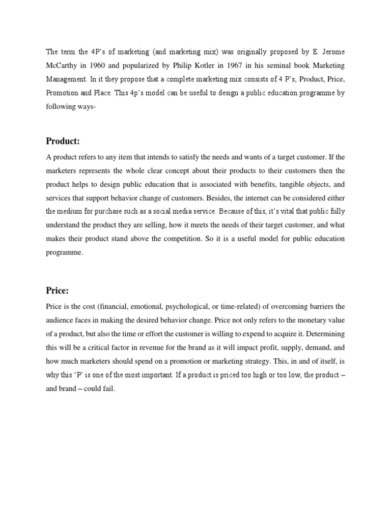 4P Model | PDF | Promotion (Marketing) | Marketing