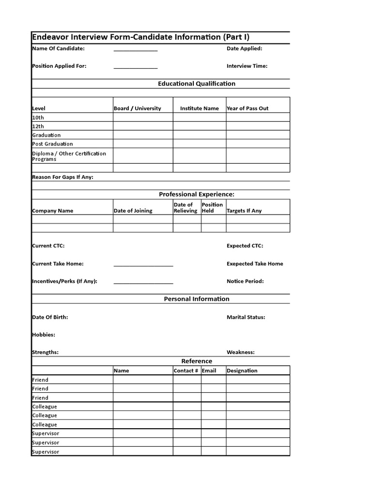 Interview Expection Sheet | PDF