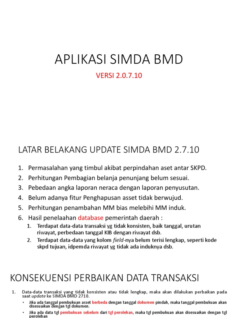 Bahan SIMDA Versi 2.0.7.10 | PDF