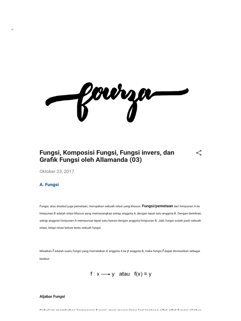 Fungsi, Komposisi Fungsi, Fungsi Invers, Dan Grafik Fungsi Oleh Allamanda | PDF | Metode & Bahan ...