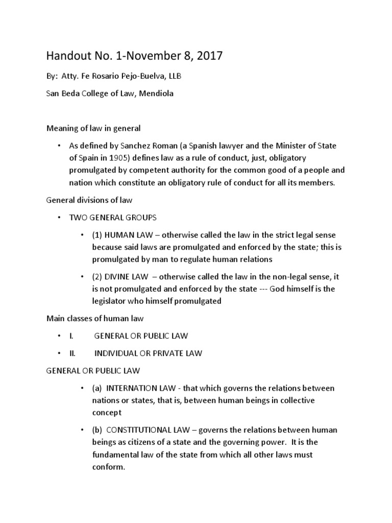 Law Handout on Human and Divine Law | PDF