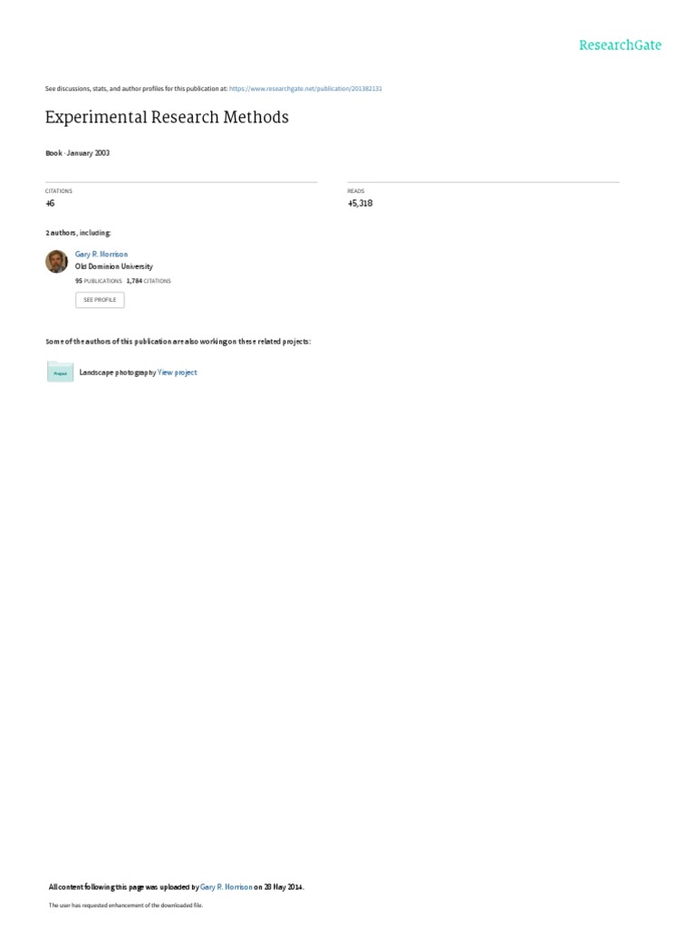 Experimental Research Methods | PDF | Experiment | Epistemology