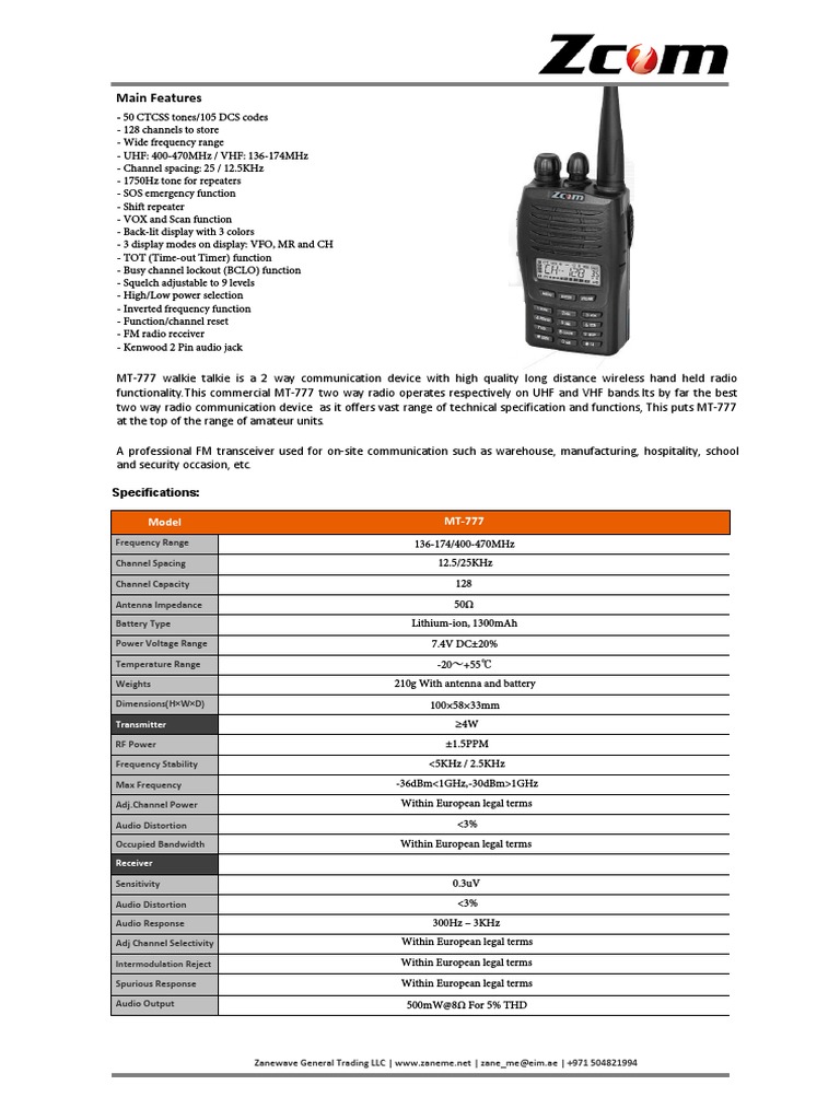 MT-777 Walkie Talkie | PDF | Radio | Radio Technology