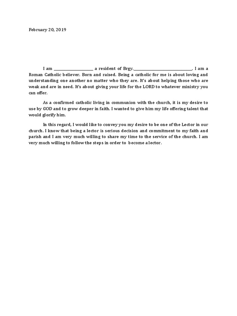 Church Commitment Letter Sample