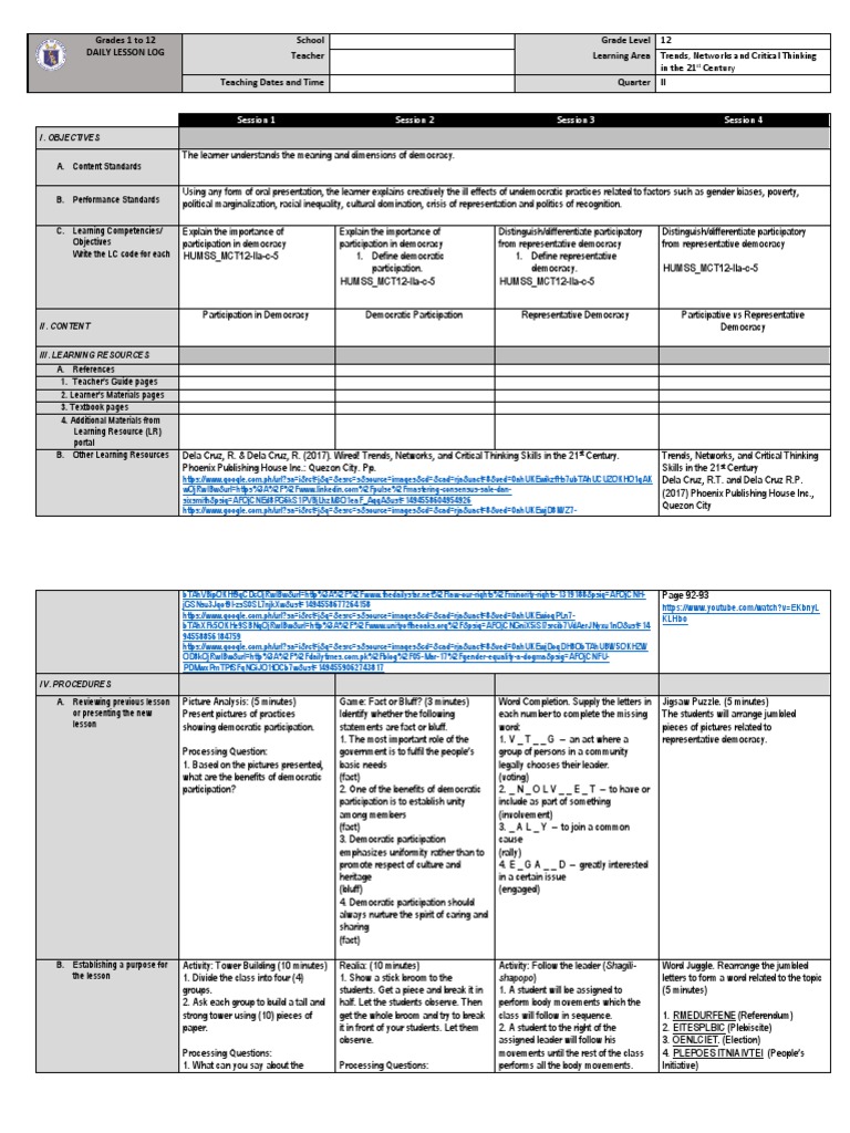 Representative Democracy in the Classroom: A Daily Lesson Log Models ...